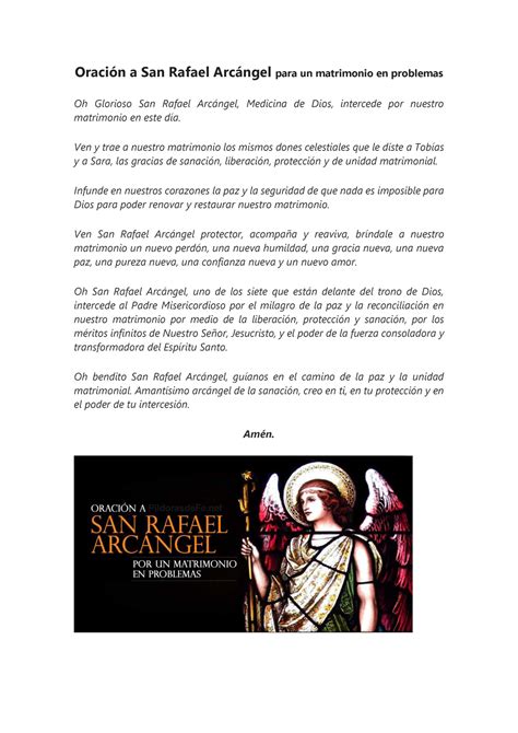 Oracion San Rafael Arcangel Matrimonio Oración a San Rafael Arcángel