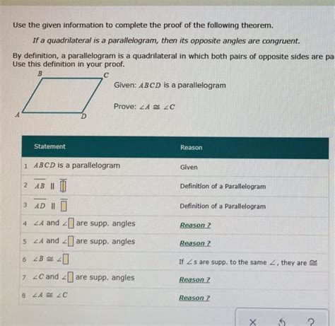 solved use the given information to complete the proof of