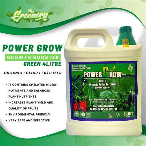 POWER GROW GREEN ORGANIC FOLIAR FERTILIZER GWORTH BOOSTER 4L Lazada PH