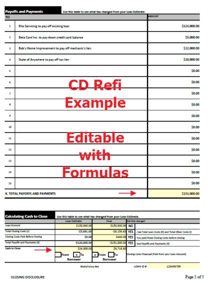 Closing Disclosure Form Refinance Fillable 5 Page WeDoForms Net