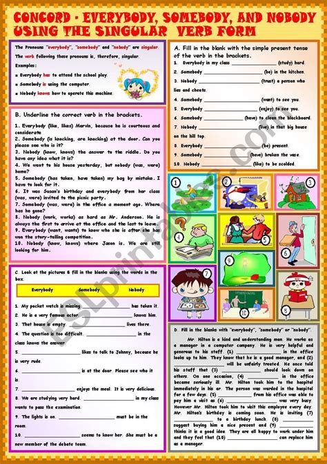 Everybody Somebody And Anybody Using The Singular Verb Form Esl