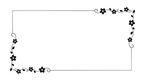 Floral Rectangle Frame Hand Drawn Line Border Leaves And Flowers