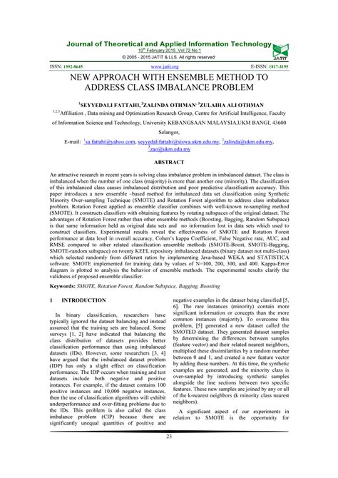 pdf new approach with ensemble method to address class imbalance problem researchgate