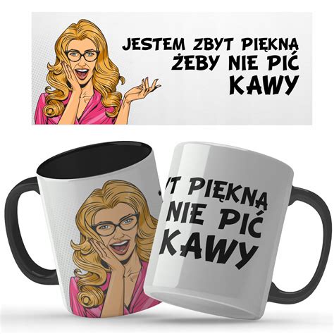 Kubek ceramiczny Na JESTEM ZBYT PIĘKNA 300 ml StyleCouture czarny