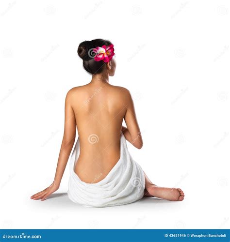 Asian Woman Wearing Towel Sitting On The Floor Stock Photo Image Of