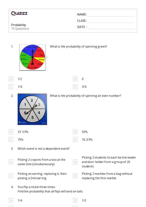 50 Probability Worksheets For 5th Grade On Quizizz Free Printable