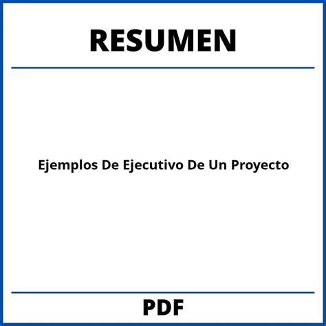 Ejemplo De Resumen Ejecutivo De Un Proyecto Venom Wiring The Best
