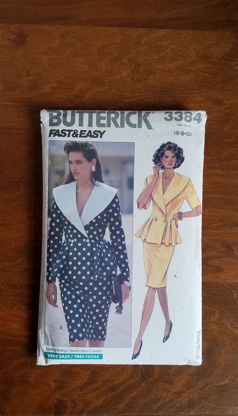 S Peplum Top Flared Top Shawl Collar Straight Skirt Butterick