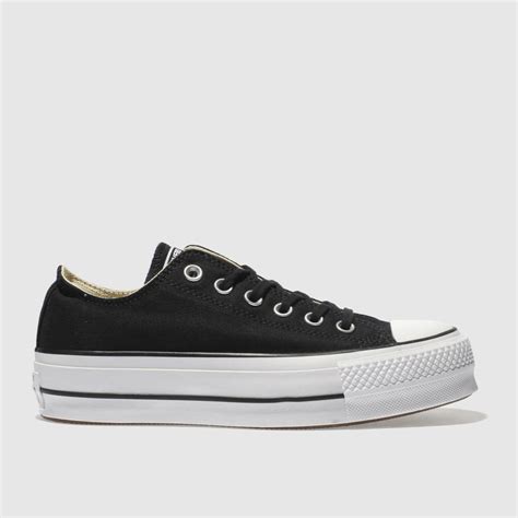 Womens Black White Converse All Star Lift Ox Trainers Schuh