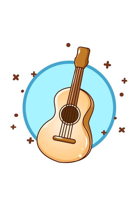 ilustración de dibujos animados de icono de guitarra acústica 3226727