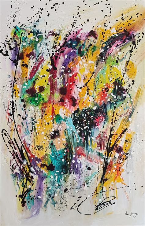 Peinture abstraite unique sur toile aux couleurs éclatantes
