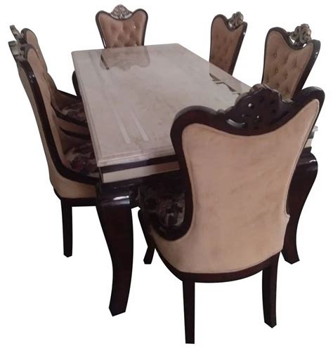 6 Seater Marble Top Plywood Dining Table Chair Set At Rs 60000 Set In