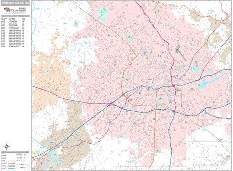 Winston Salem North Carolina Wall Map Premium Style By MarketMAPS