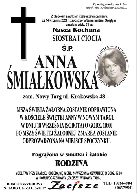 Anna Mia Kowska Nekrologi Podhale Pl