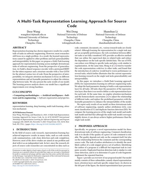 pdf a multi task representation learning approach for source code