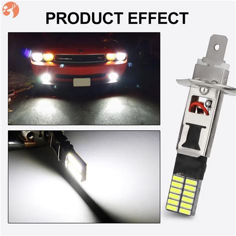 หลอดไฟตดหมอก LED H1 H3 4014 24SMD 6000k 12V สขาว 1 ชน Shopee Thailand