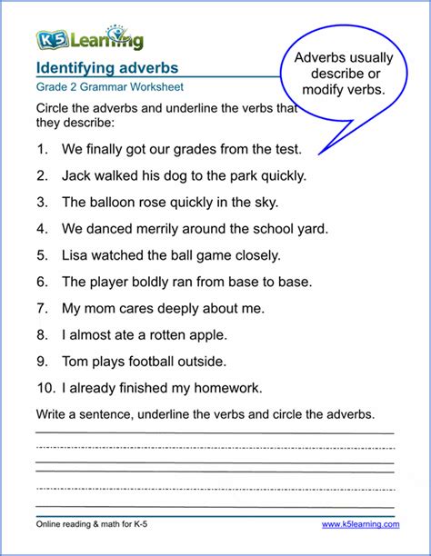 Adverb Worksheet With Answer Key