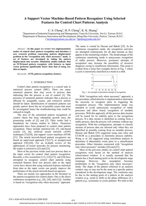 pdf a support vector machine based pattern recognizer using selected features for control