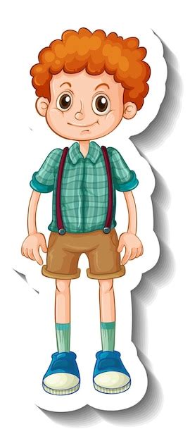 Una plantilla de pegatina con un niño feliz en pose de pie Vector Gratis
