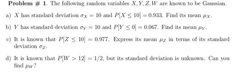 solved problem 1 the following random variables x y z