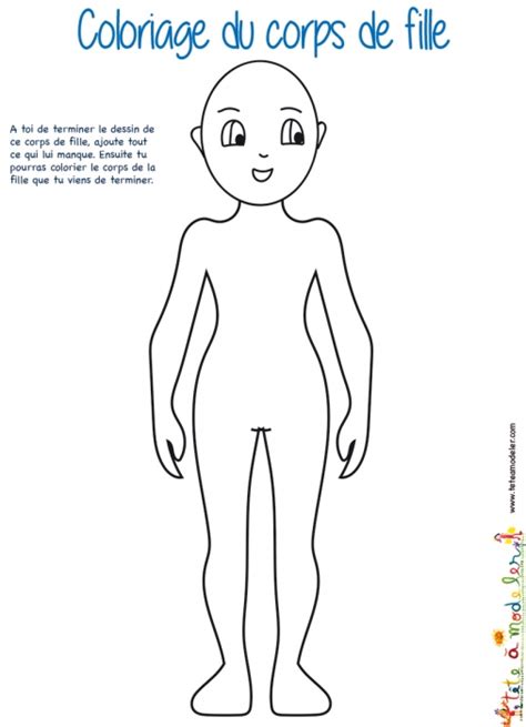Coloriage du corps de fille coloriage corps Tête à modeler
