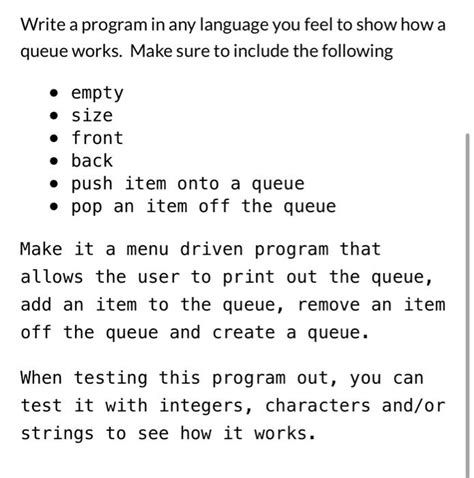 solved write a program in any language you feel to show how