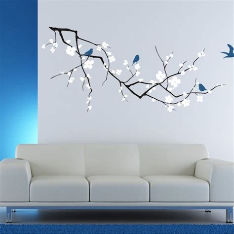 Tree Birds Flower Cherry Blossom Tree Branch Wall Decal Wall Etsy