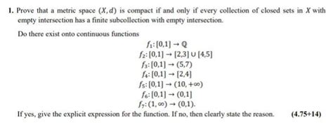 solved 1 prove that a metric space x d is compact if and