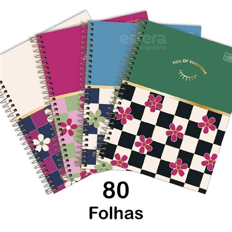 Caderno Espiral Colegial Check Pop 1 Matéria 80 Folhas TILIBRA Esfera