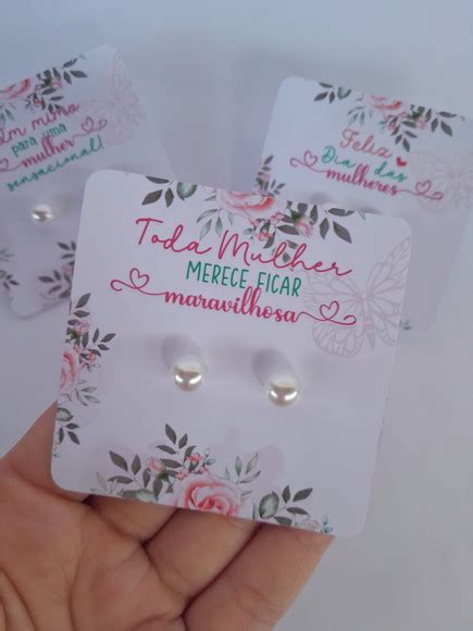 Cartão Brinco Pérola Dia da Mulher Elo7 Produtos Especiais