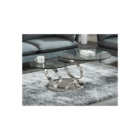 Table Basse Avec Plateaux Pivotants Verre Trempé Et Métal Joline De