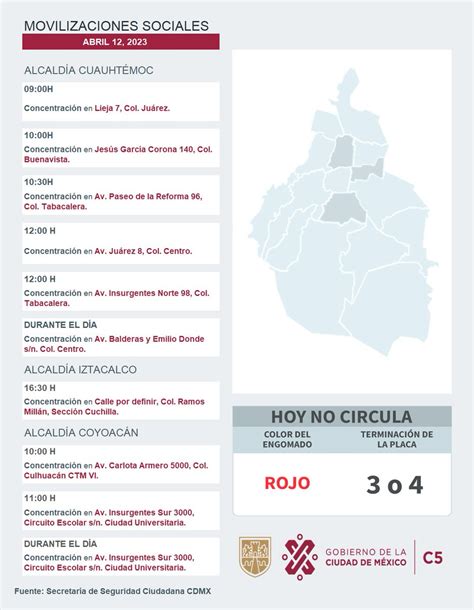C5 CDMX on Twitter ENTÉRATE Para hoy 12 de abril 2023 estas