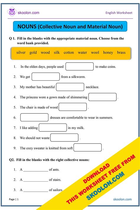 Noun Worksheets Worksheets Library