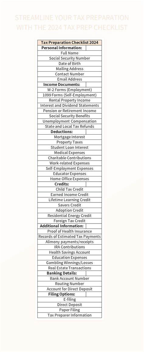 Streamline Your Tax Preparation With The Tax Prep Checklist Excel