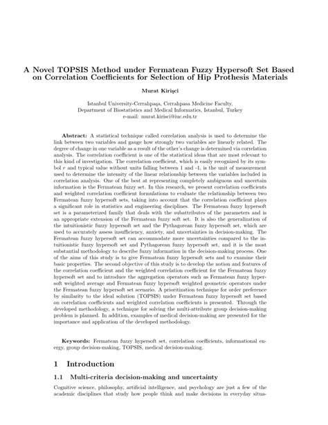 pdf a novel topsis method under fermatean fuzzy hypersoft set based on correlation
