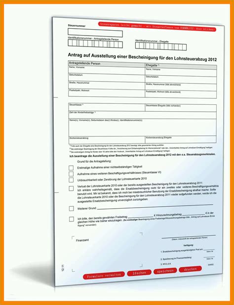 Ideal 13 Bescheinigung Zur Vorlage Beim Finanzamt 544199 Muster
