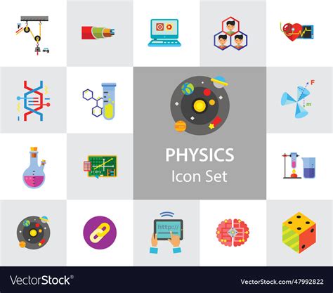 Physics Icon Set Royalty Free Vector Image VectorStock