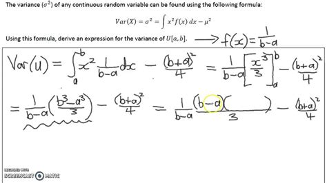 deriving a formula for the variance of the uniform distribution youtube