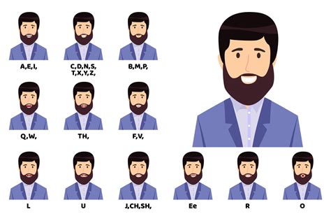 Modern Cute Businessman Cartoon Character Talking Mouth And Lips