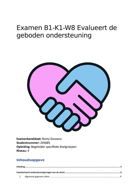 Examen B1 K1 W8 Evalueert Geboden Ondersteuning Examen B1 K1 W8