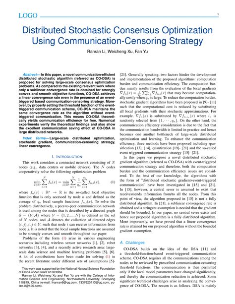 Pdf Distributed Stochastic Consensus Optimization Using Communication
