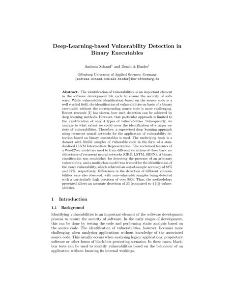 pdf deep learning based vulnerability detection in binary executables