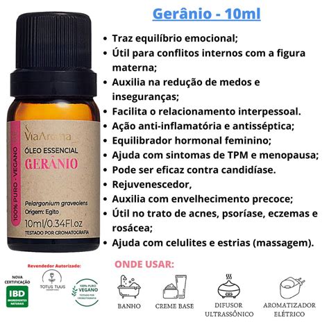 Óleo Essencial de Gerânio 10ml Via Aroma Totus Tuus Cosméticos