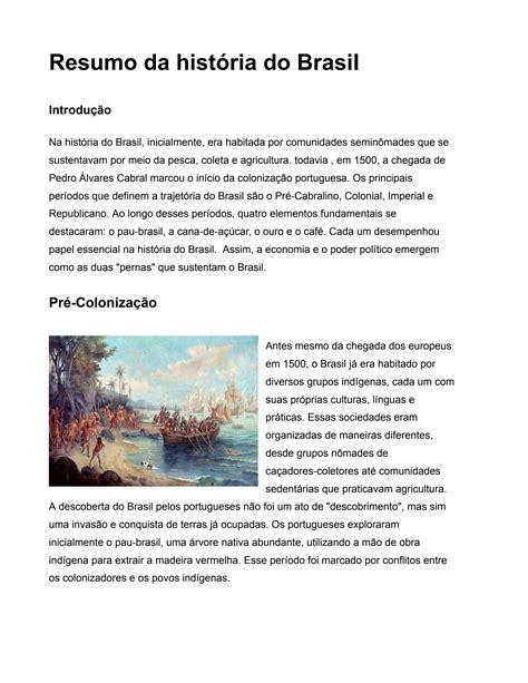 SOLUTION Resumo Da Hist Ria Do Brasil Studypool