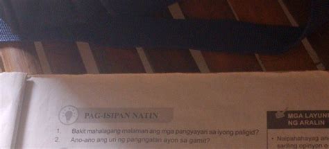 PAG ISIPAN NATIN MGA LAYUN NG ARALIN 1 Bakit StudyX
