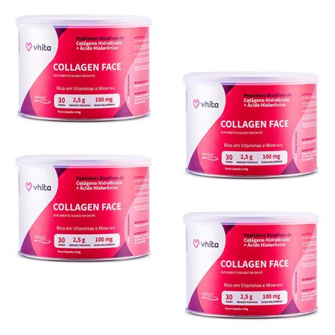 Kit 4 Collagen Face Peptídeos Bioativos de Colágeno Hidrolisado