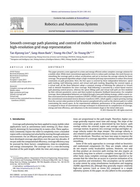 pdf smooth coverage path planning and control of mobile robots based on high resolution grid