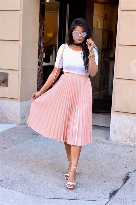 Blush Pink Pleat Skirt Pink Midi Skirt Bridal Shower Outfit Going Out Outfits Date Night