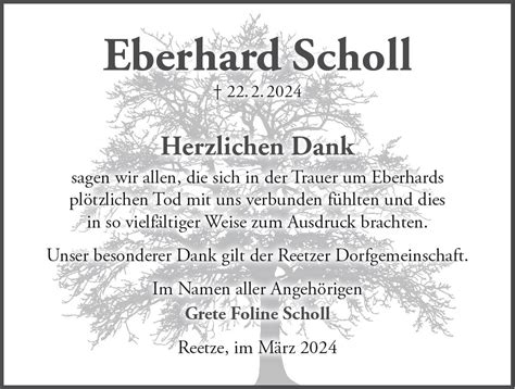 Das Trauerportal F R L Chow Dannenberg Todesanzeigen Eberhard Scholl