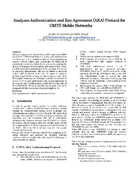 pdf analyses authentication and keyagreement aka protocol for umts mobile networks jaafer